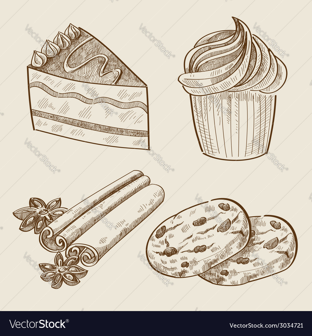 Hand drawn sweets Royalty Free Vector Image - VectorStock