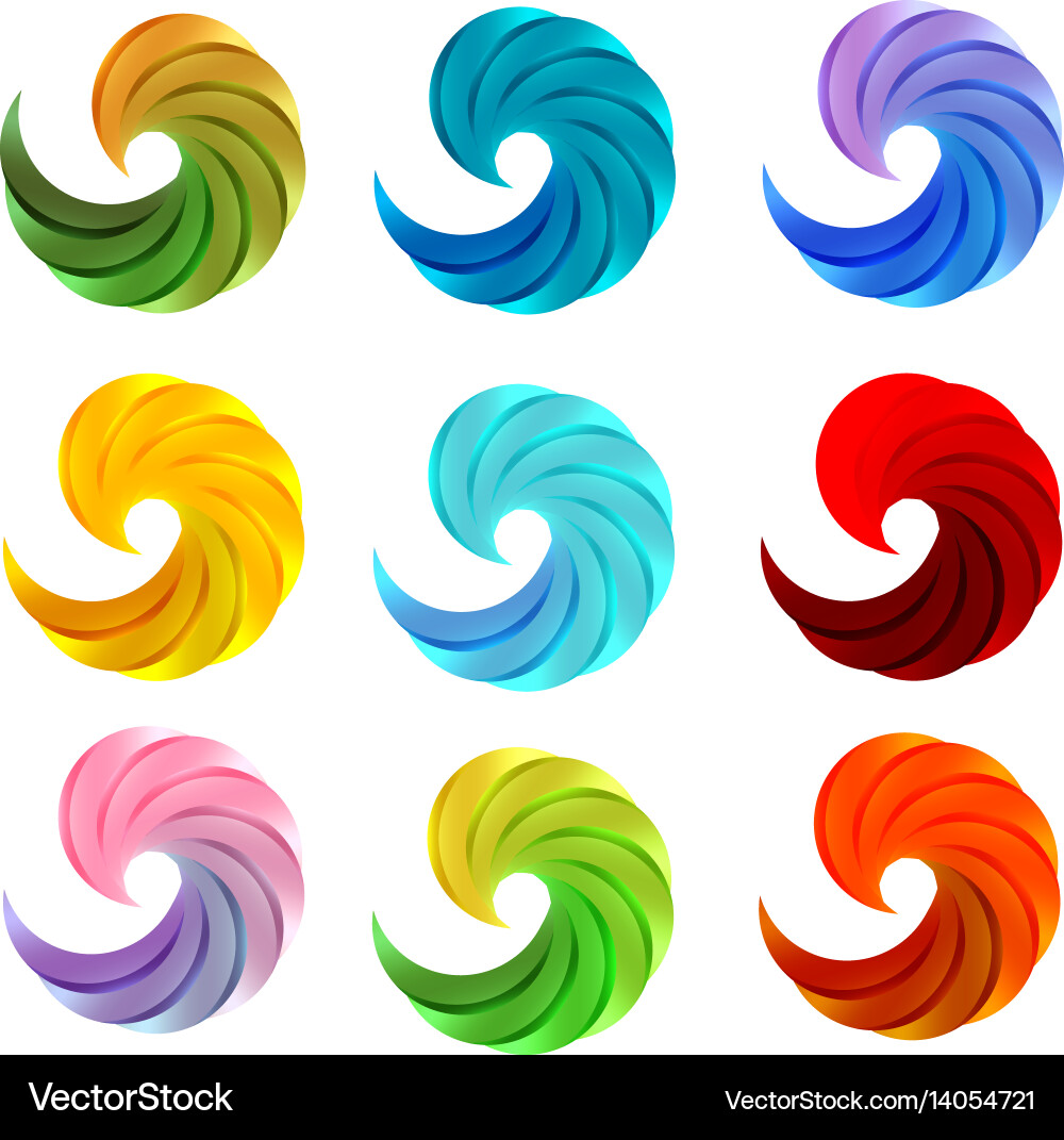 Isolated abstract colorful swirl logos set on Vector Image