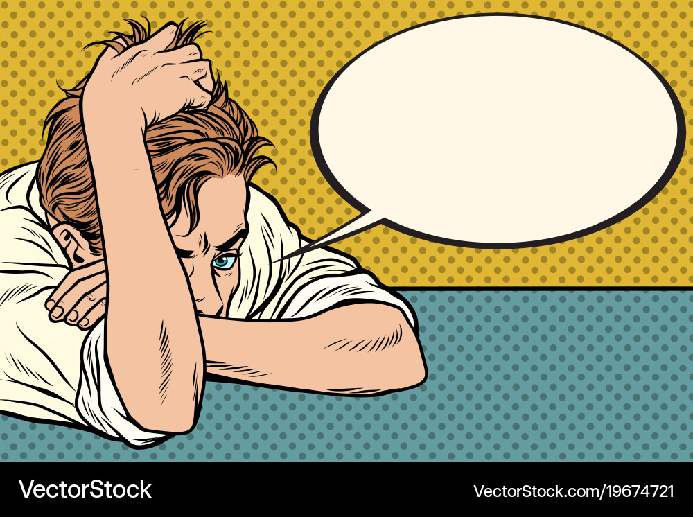 Male fatigue at the office intellectual work Vector Image