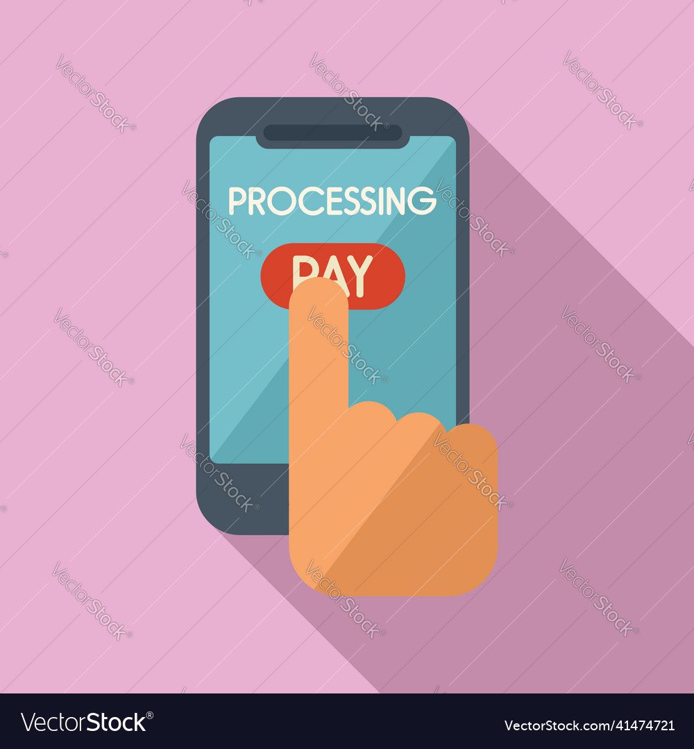 Pay processing icon flat money payment Royalty Free Vector