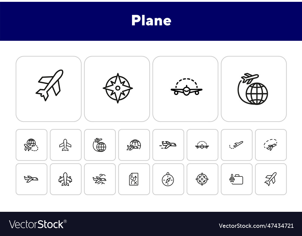 Plane line icon set Royalty Free Vector Image - VectorStock