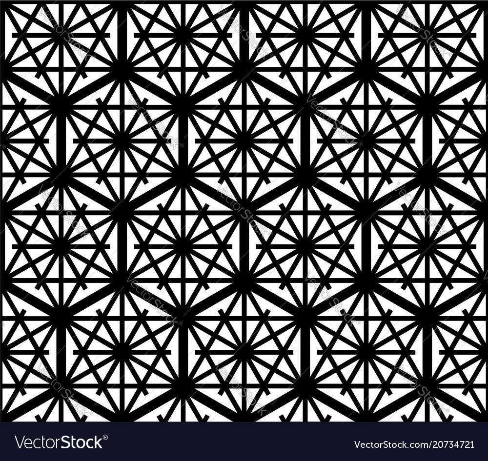 Seamless Geometric Ornament Based Kumiko In Black Vector Image