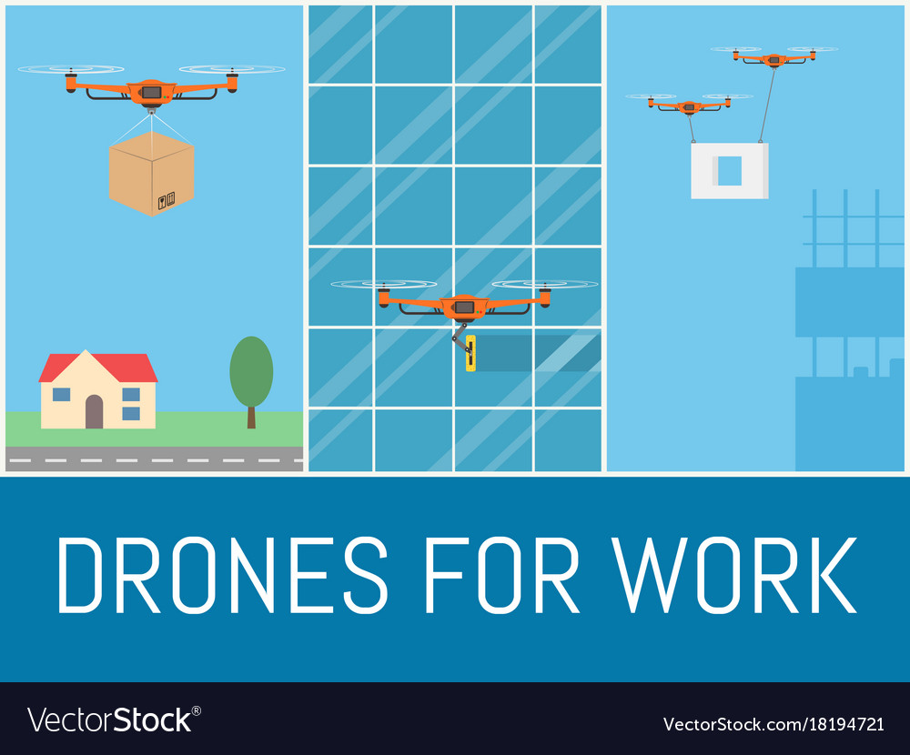 Set drones with remote control drone Royalty Free Vector