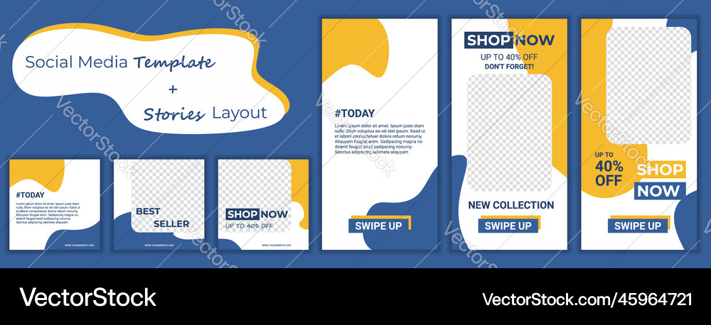 Set of editable minimal square banner template Vector Image