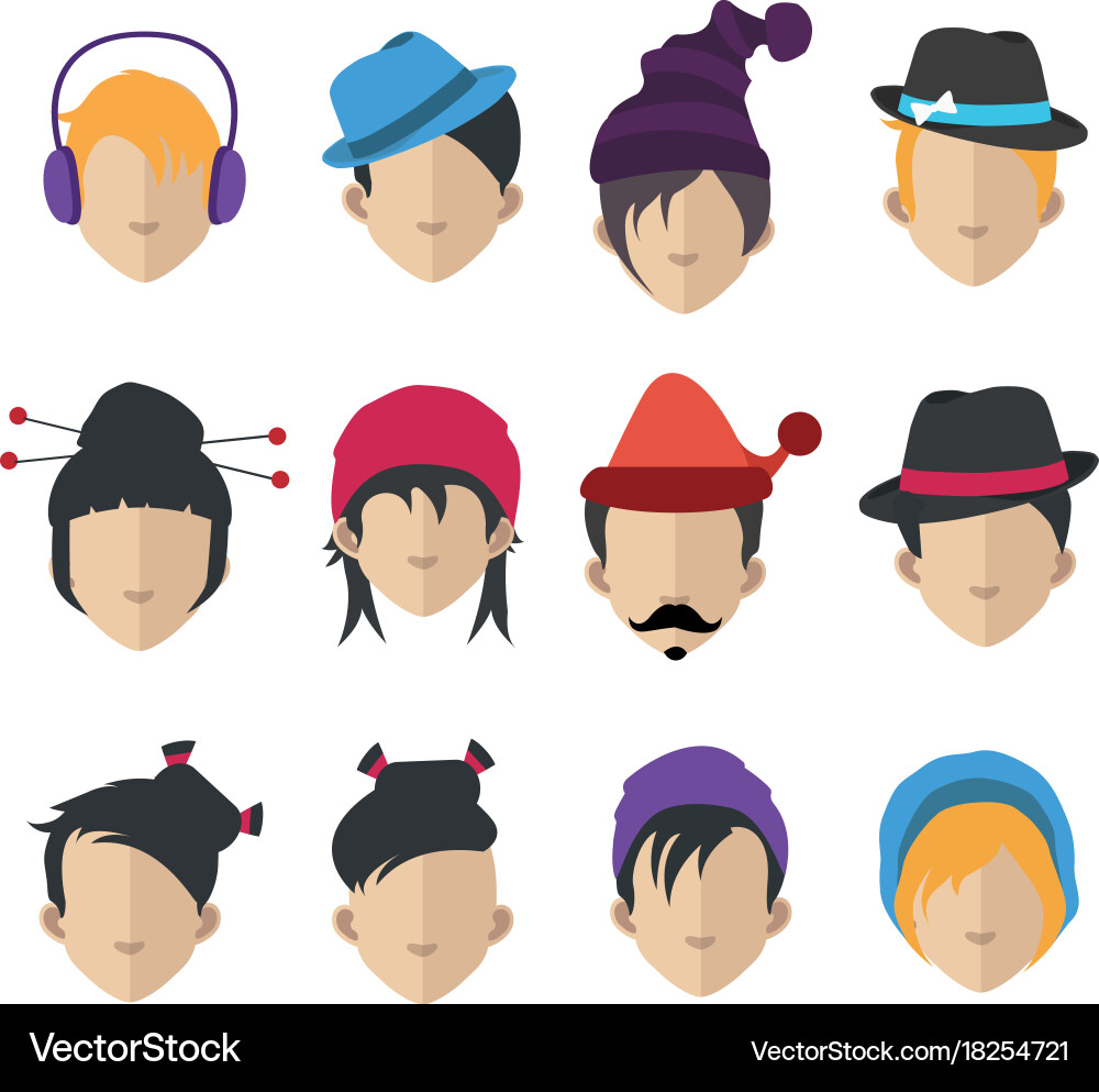Set of people icons with faces Royalty Free Vector Image