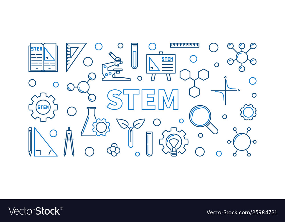 Stem concept outline horizontal Royalty Free Vector Image