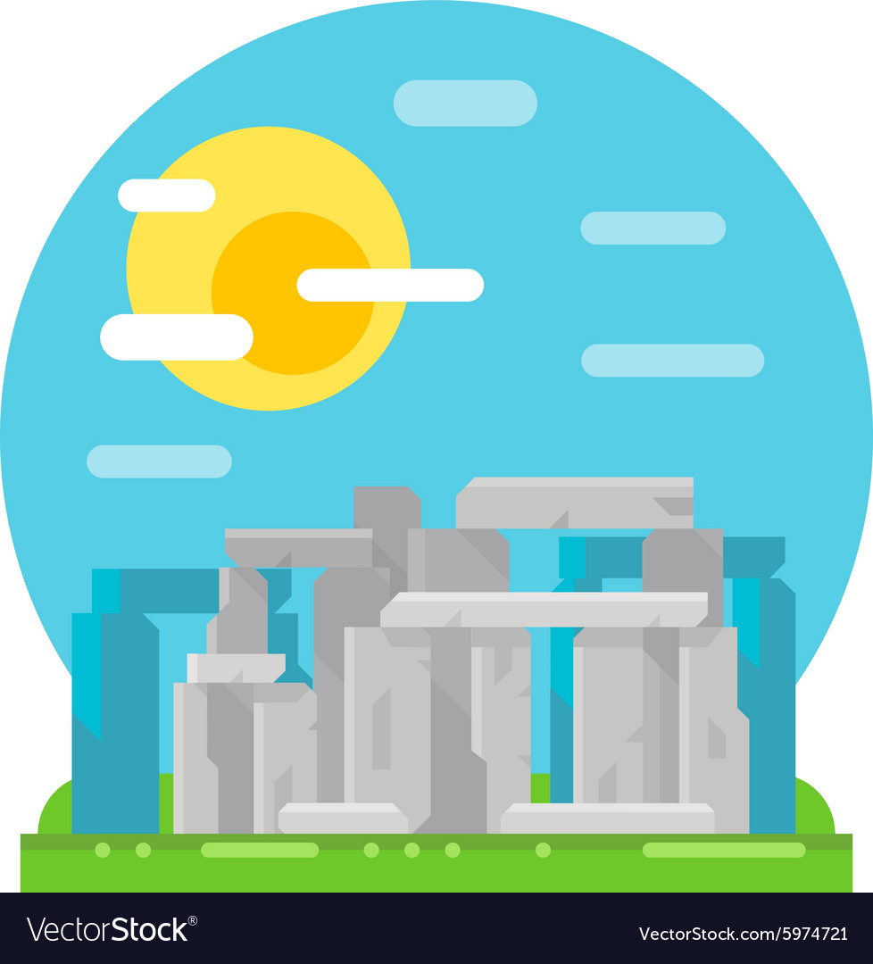Stonehenge site flat design landmark Royalty Free Vector Stonehenge site flat design landmark Royalty Free Vector