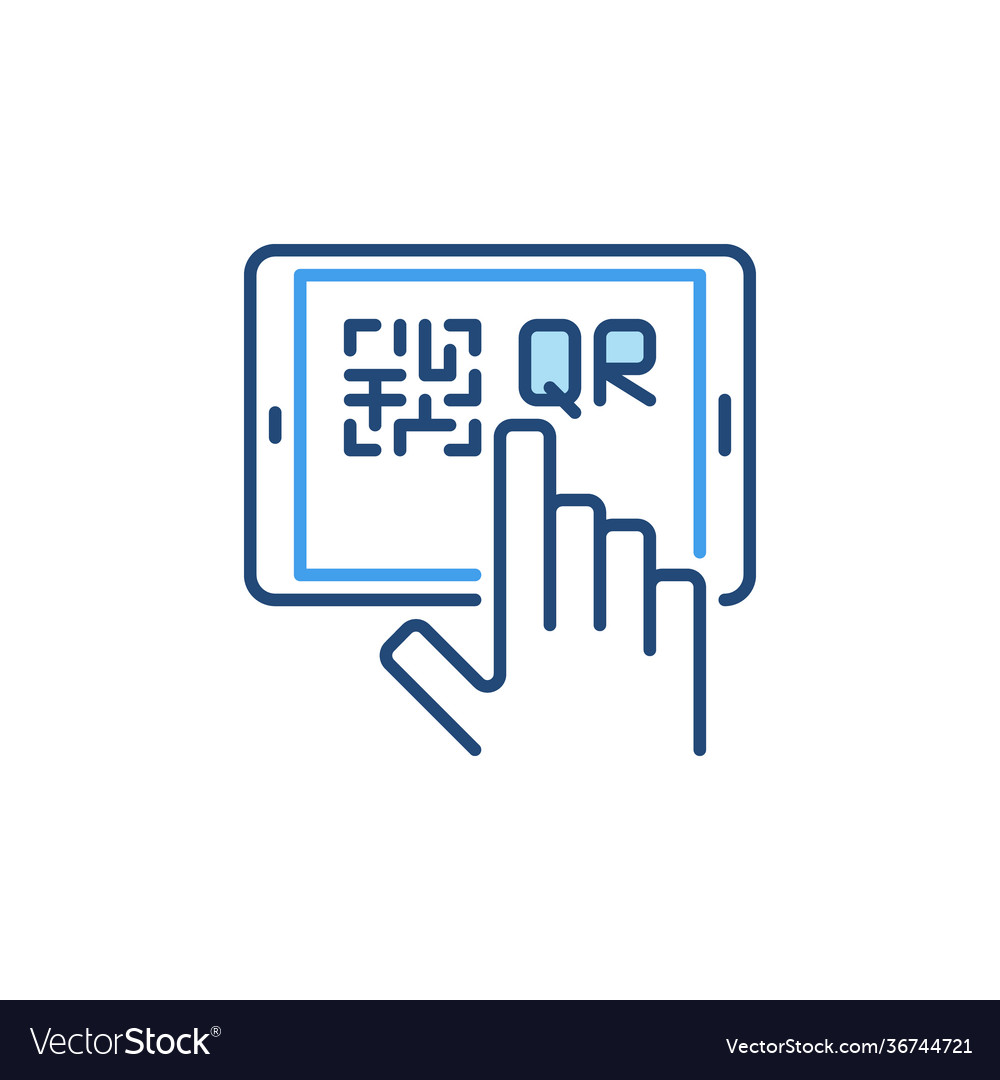 Tablet with qr code and hand concept Royalty Free Vector