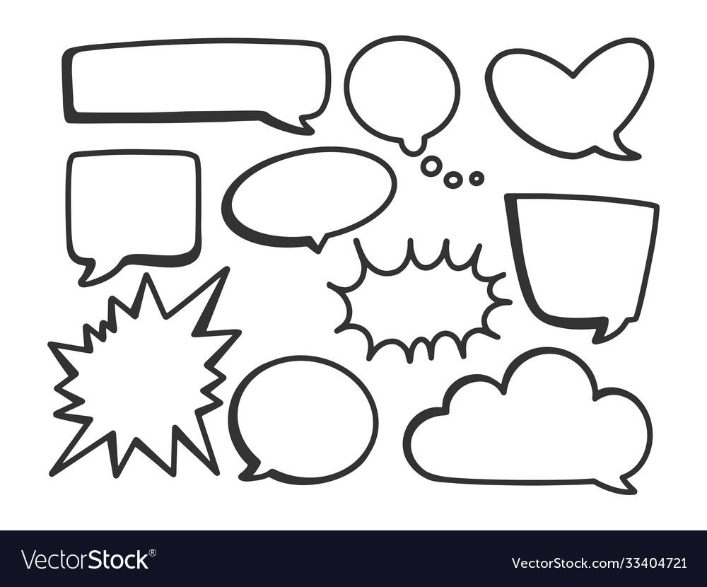 Text bubble set sketch Royalty Free Vector Image