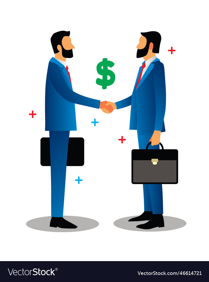 Two male businessmen shake hands Royalty Free Vector Image Two male businessmen shake hands Royalty Free Vector Image