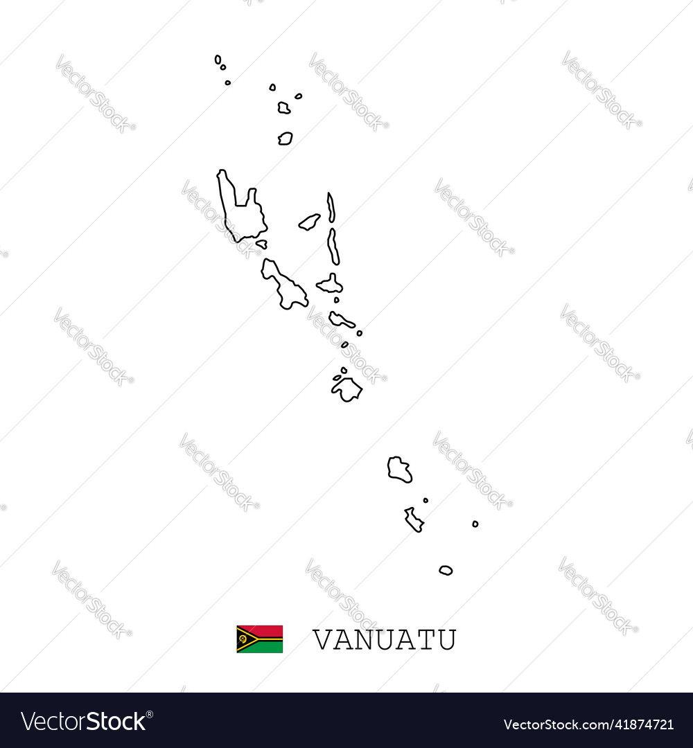 Vanuatu map line linear thin simple Royalty Free Vector