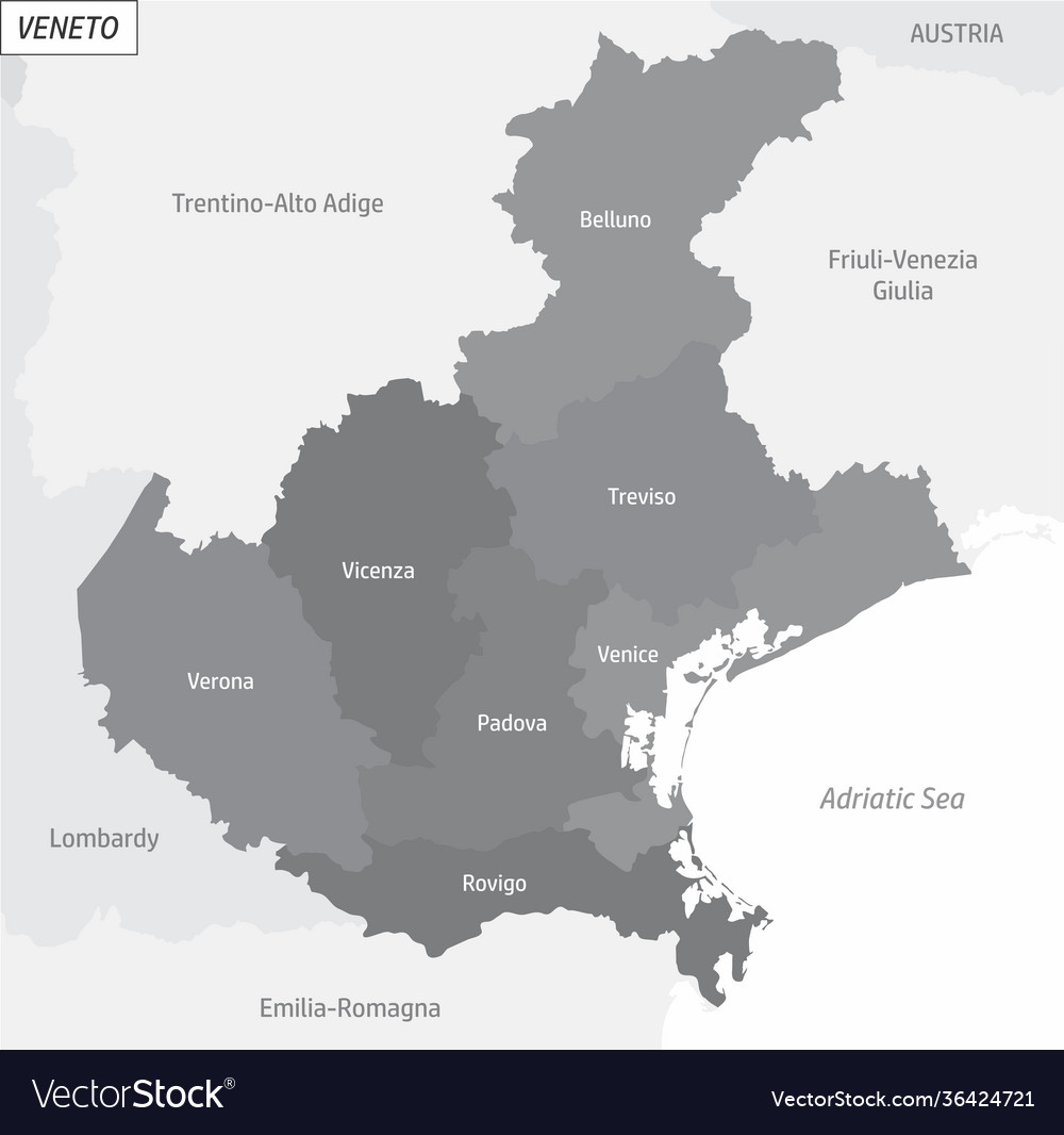 Veneto grayscale map Royalty Free Vector Image