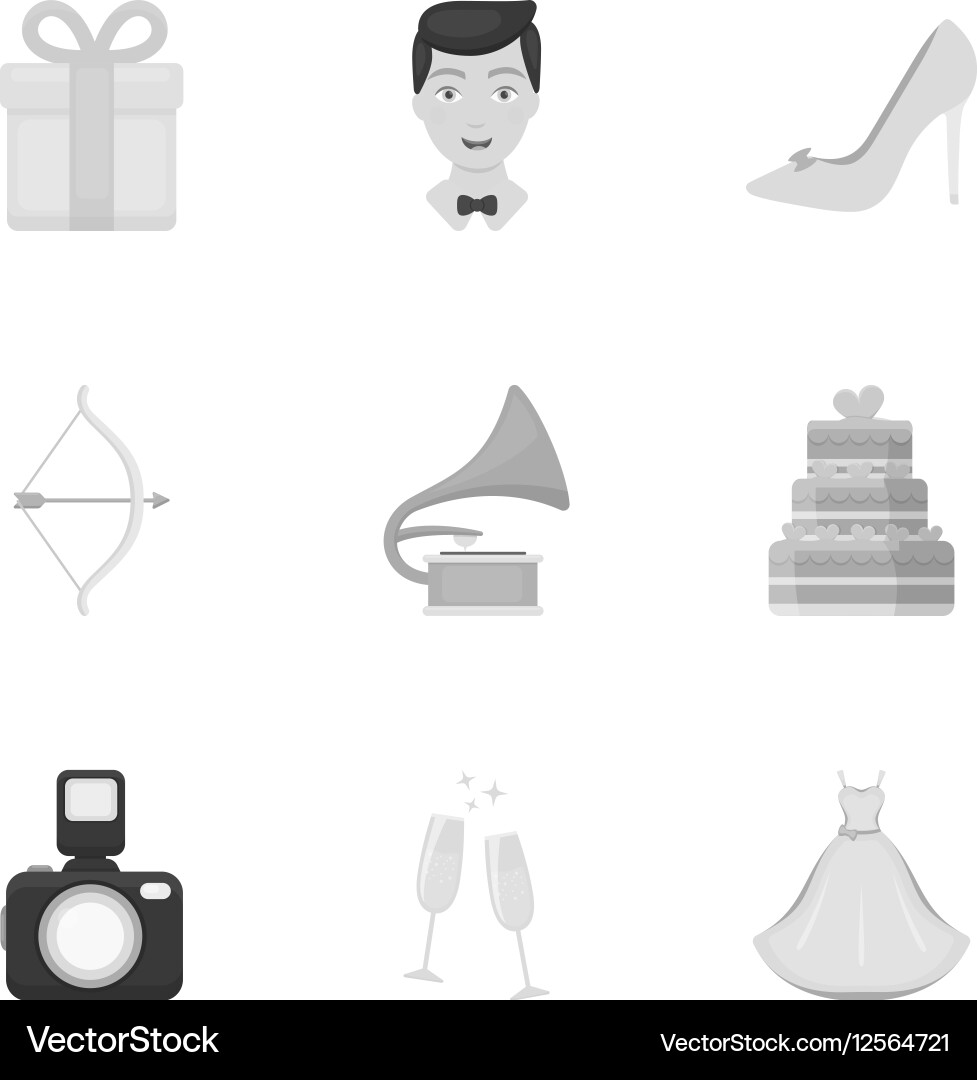 Weeding set icons in monochrome style big Vector Image