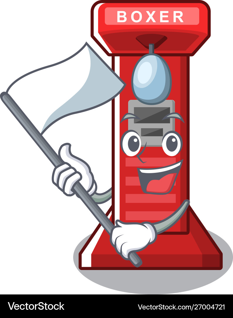 With flag boxing game machine in cartoon shape Vector Image