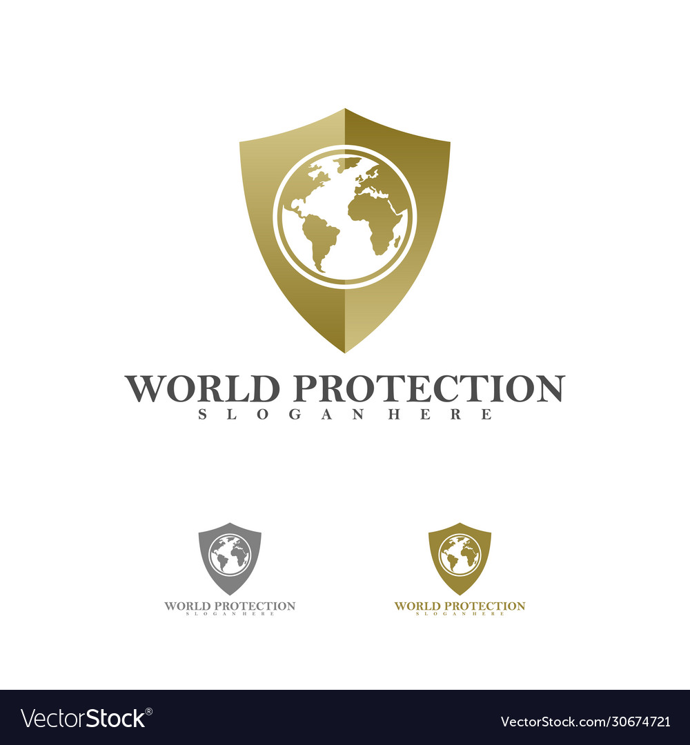 World shield logo template creative Royalty Free Vector
