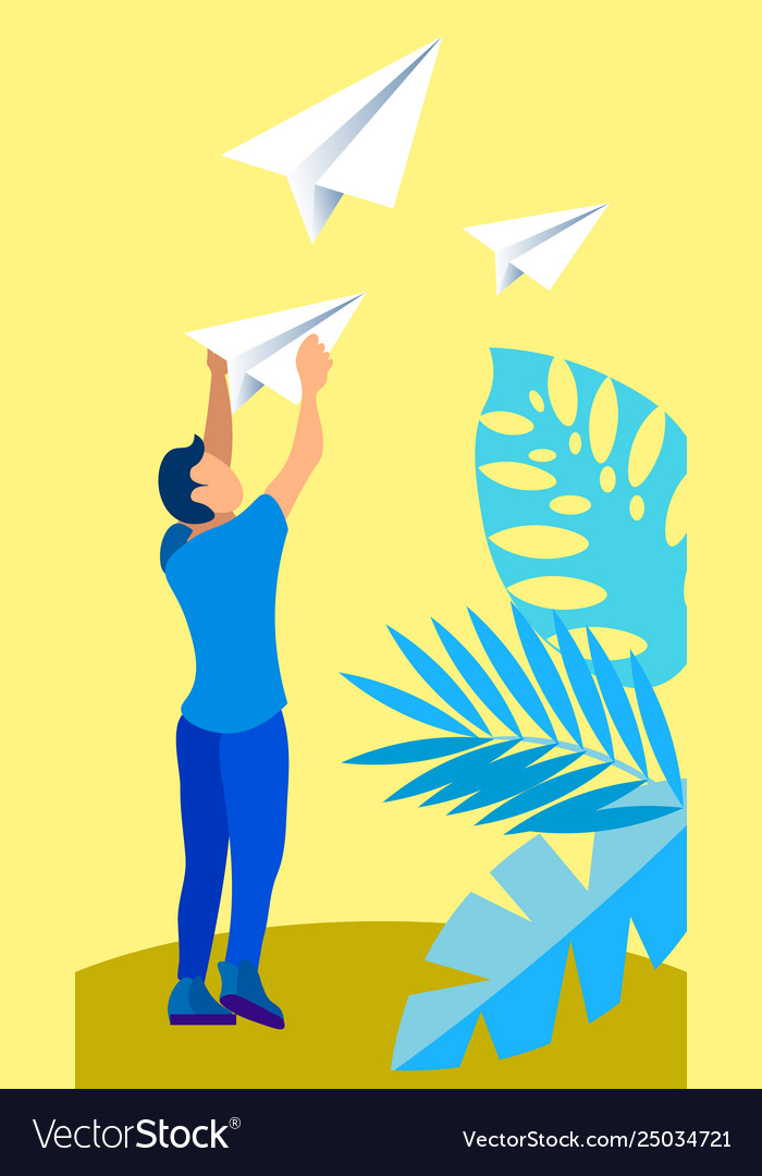 Young man sending message flat Royalty Free Vector Image