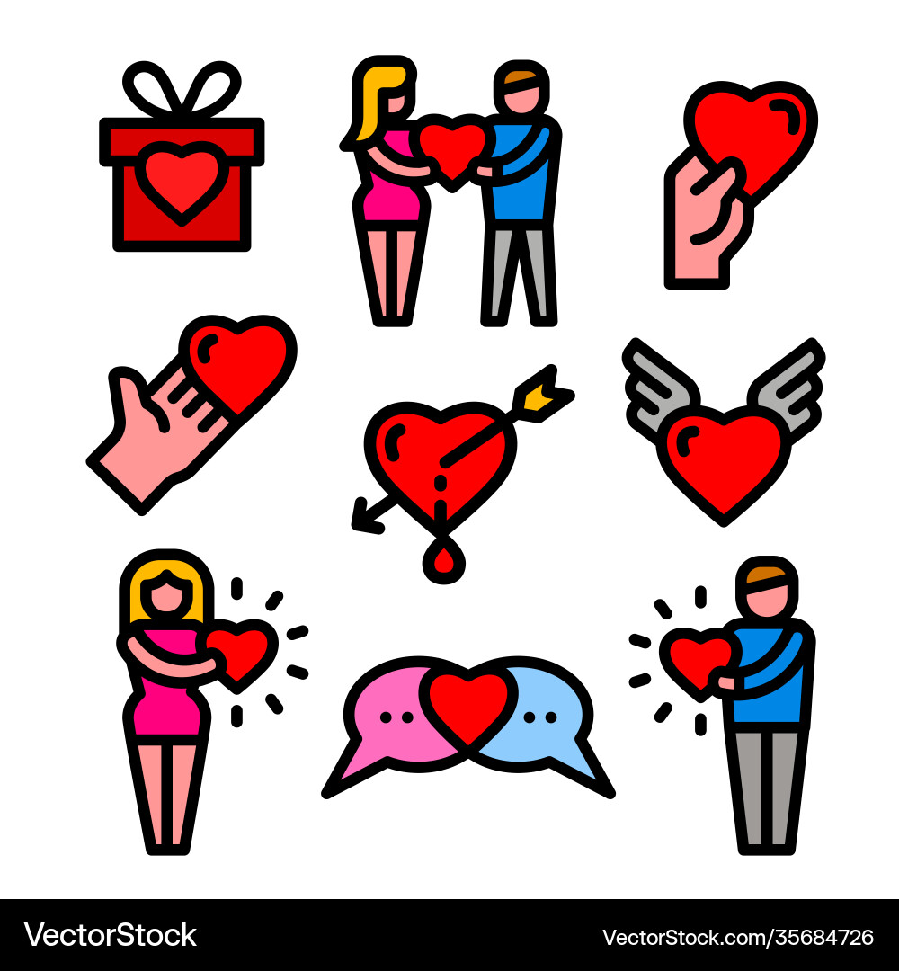 Color love icons Royalty Free Vector Image - VectorStock