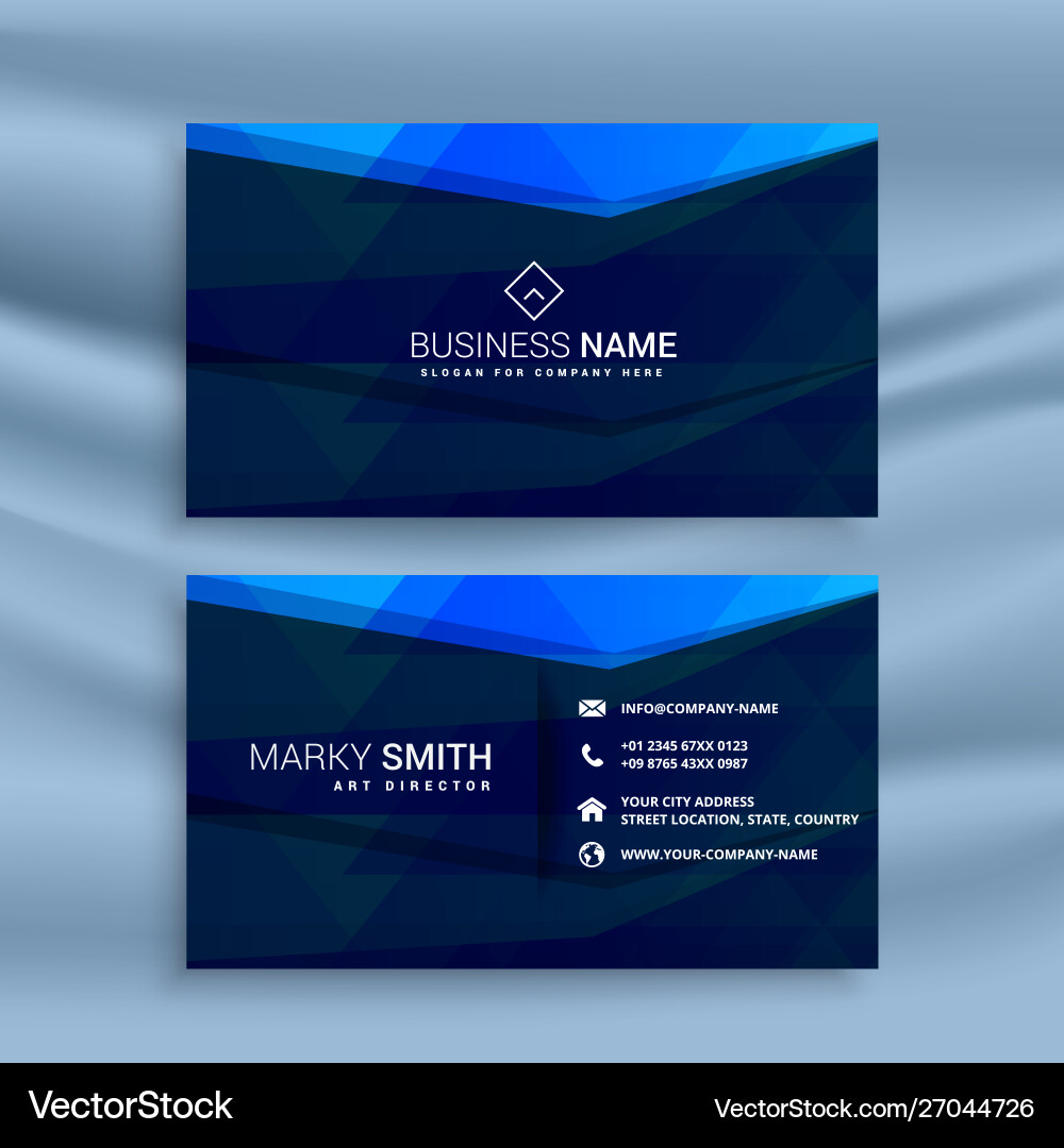 Dark blue theme business card design template Vector Image