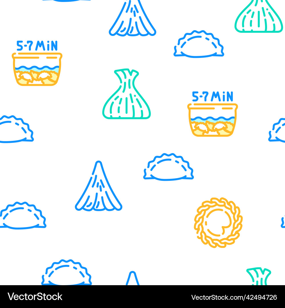 Dumpling delicious meal recipe icons set Vector Image