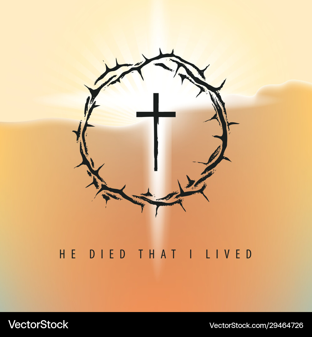 Easter banner with crown thorns cross and Vector Image