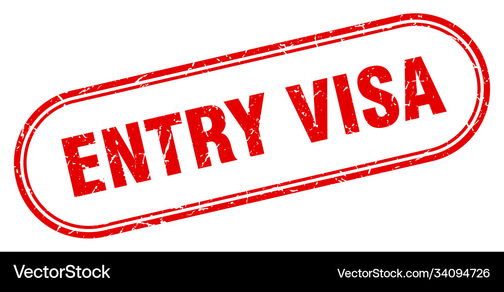 Entry visa stamp rounded grunge textured sign Vector Image