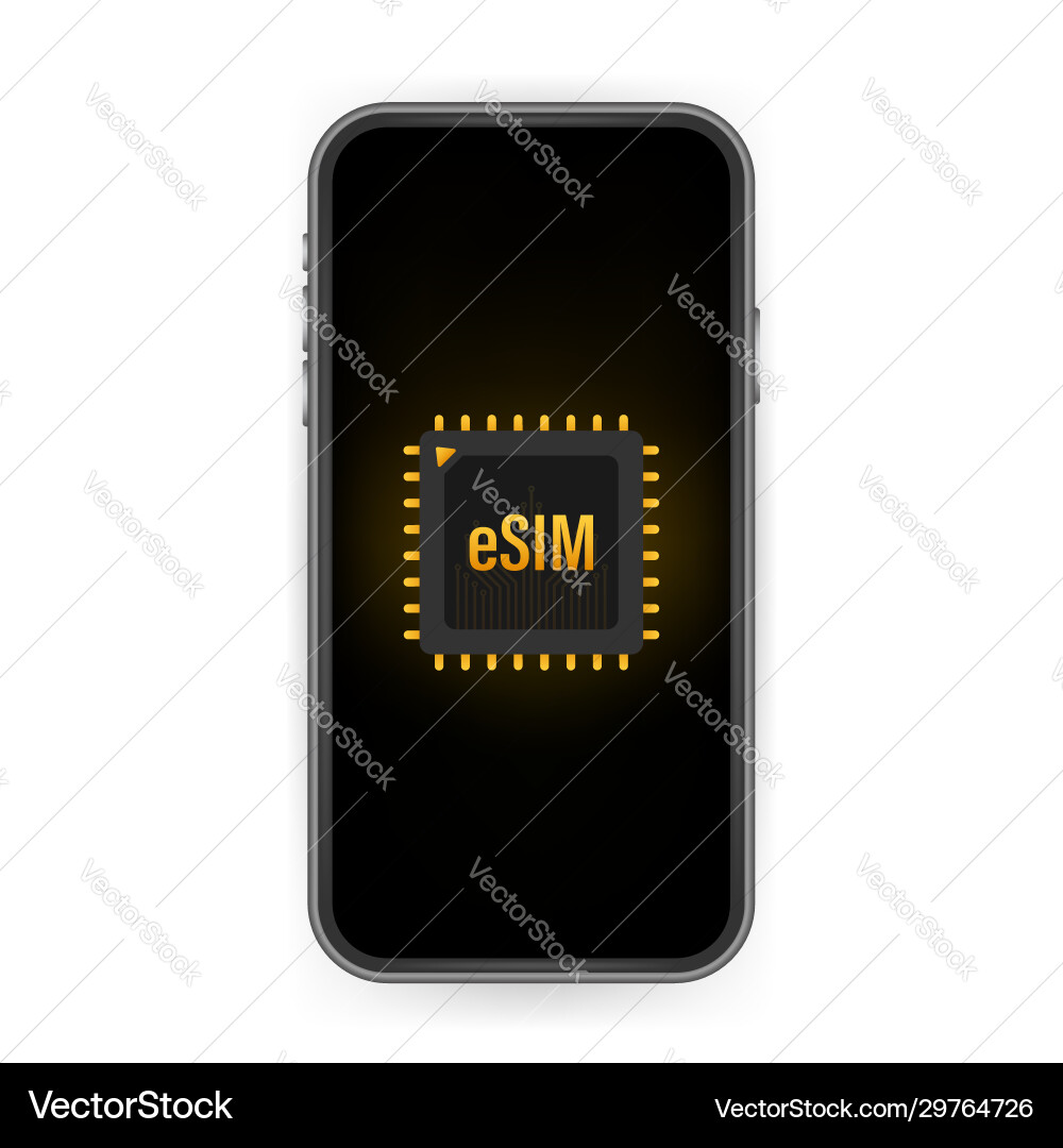 Esim card chip sign embedded sim concept new Vector Image