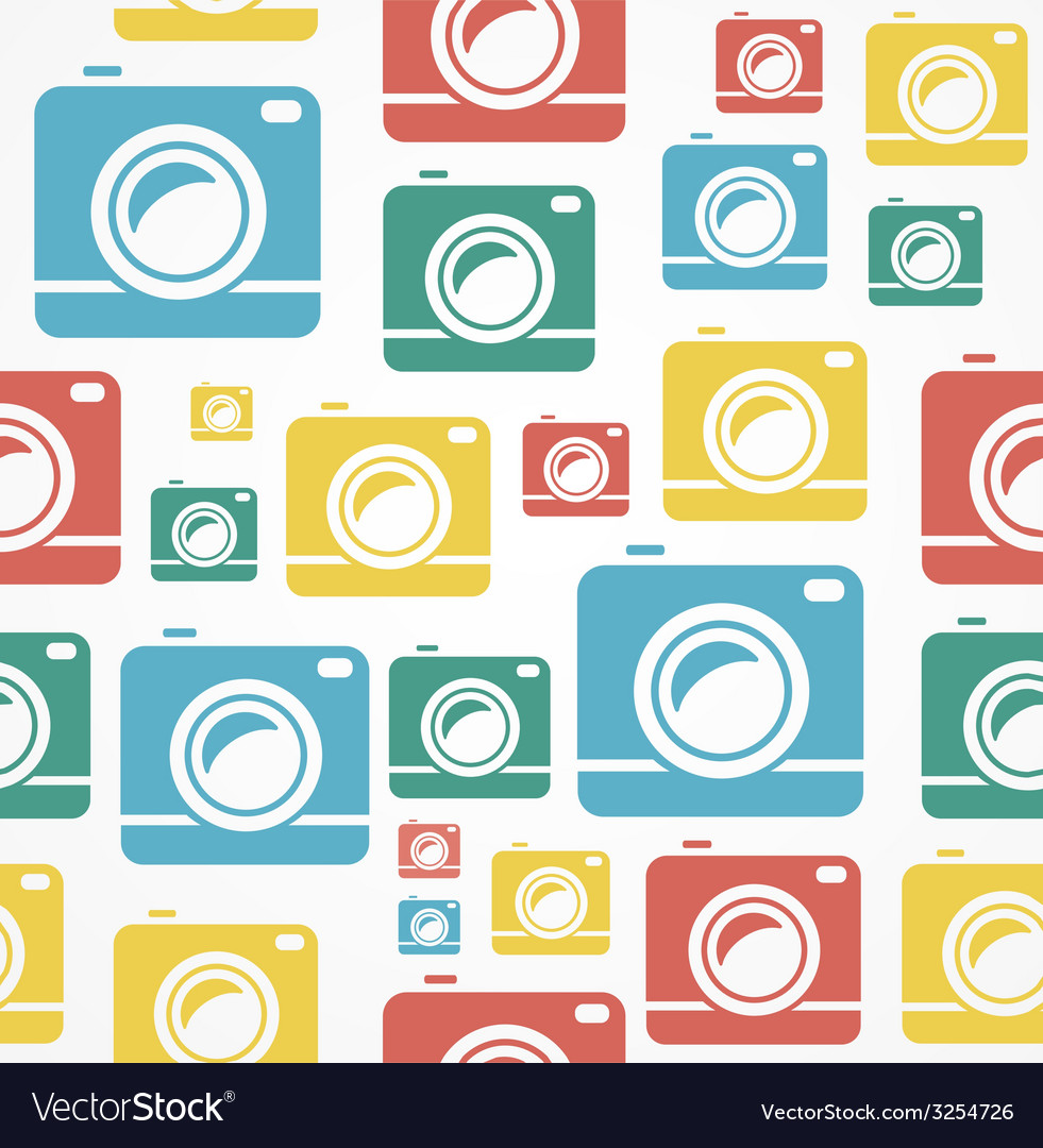 Flat seamless photo camera pattern Royalty Free Vector Image