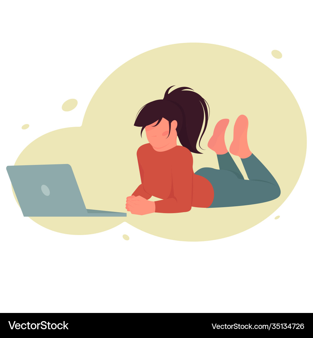 Girl with laptop Royalty Free Vector Image - VectorStock