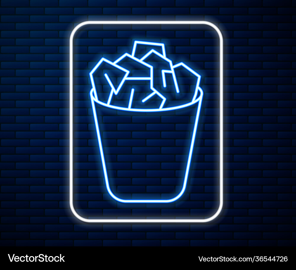 Glowing neon line full trash can icon isolated Vector Image