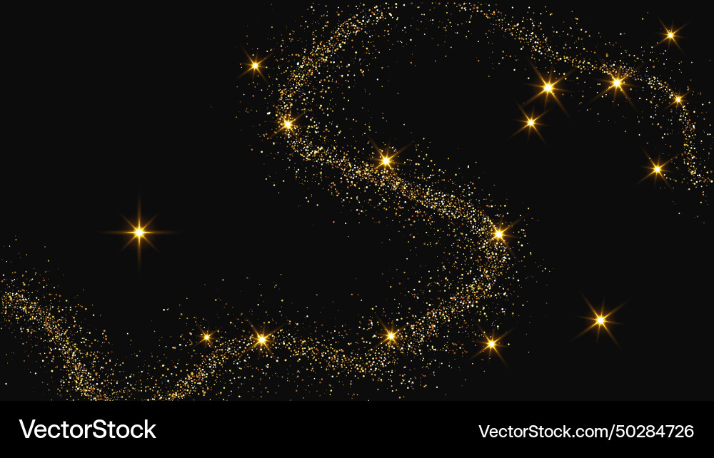 Gold glittering confetti wave and stardust Vector Image