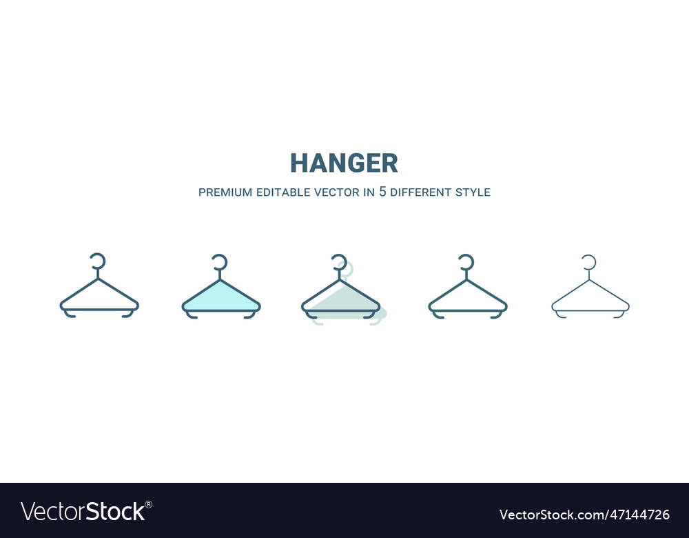 Hanger icon in 5 different style outline filled Vector Image