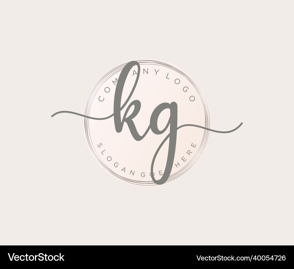 Initial kg feminine logo usable for nature salon Vector Image