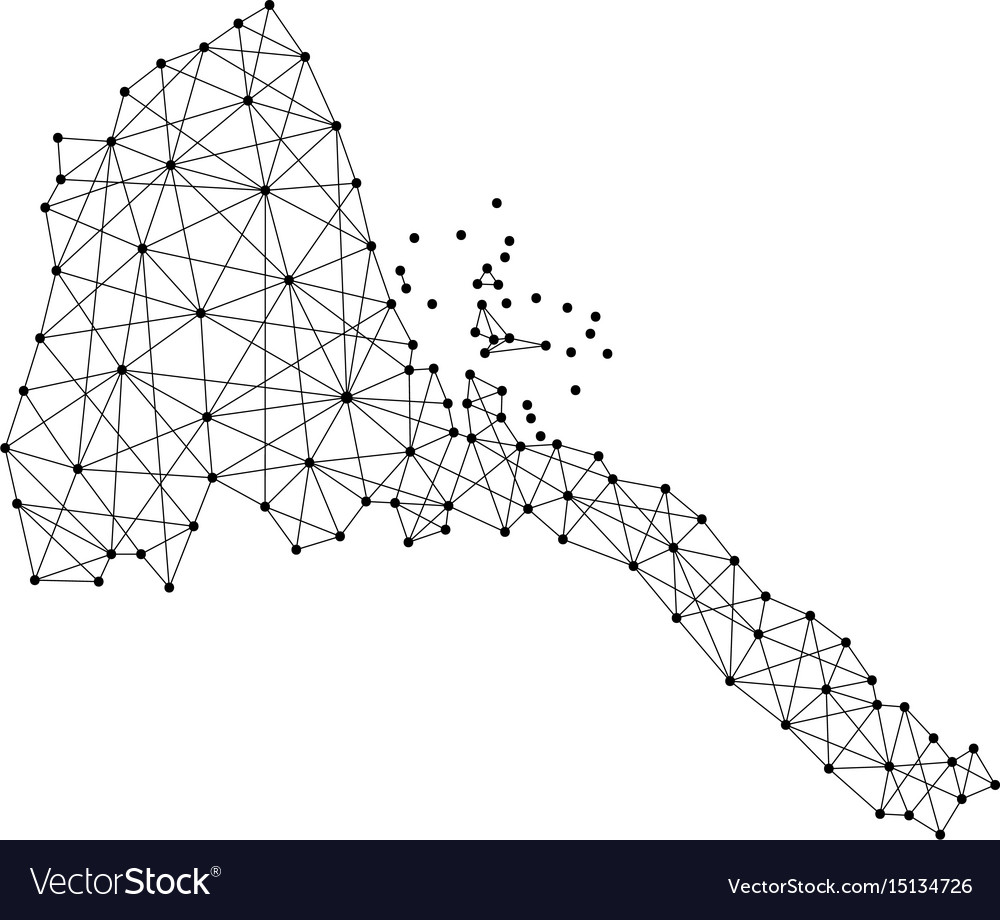 Map eritrea from polygonal black lines and dots Vector Image