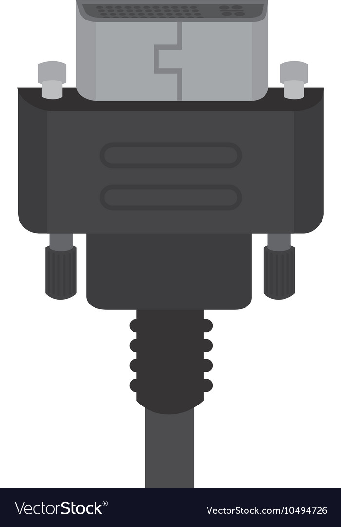 Monitor cable connected pc design Royalty Free Vector Image