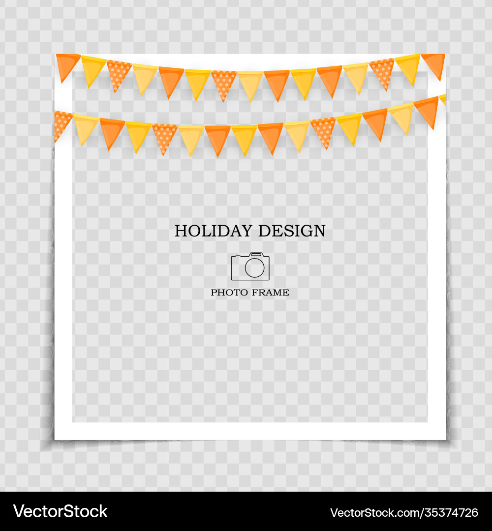 Party holiday photo frame template with flags Vector Image