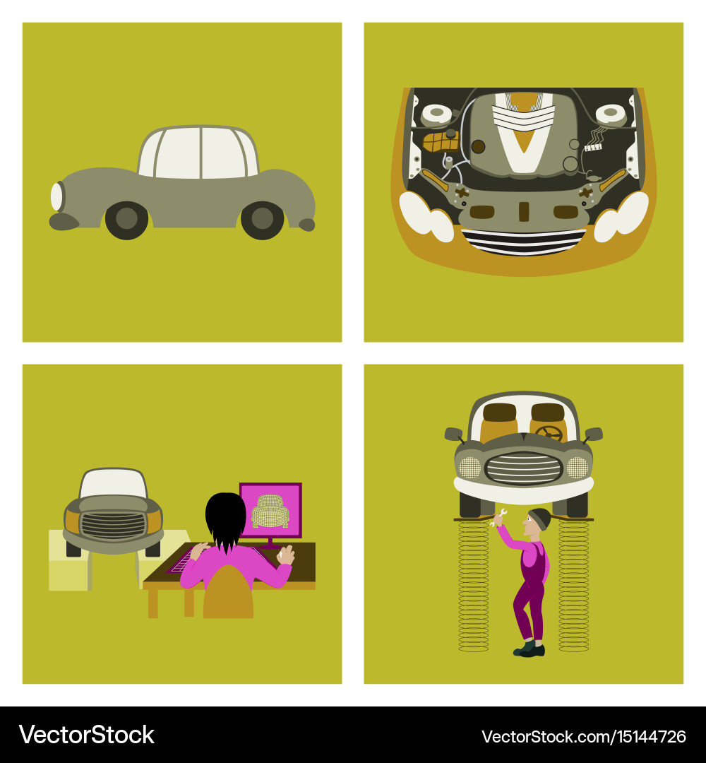 Set mechanical services of car Royalty Free Vector Image