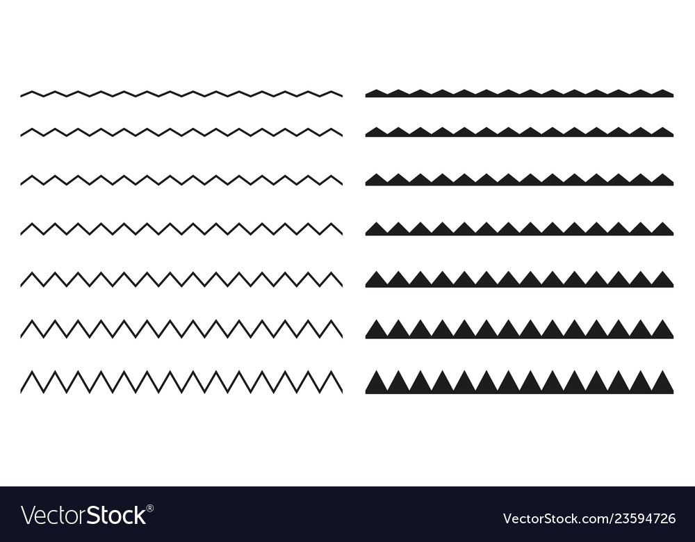 Set seamless borders zigzag graphic design Vector Image