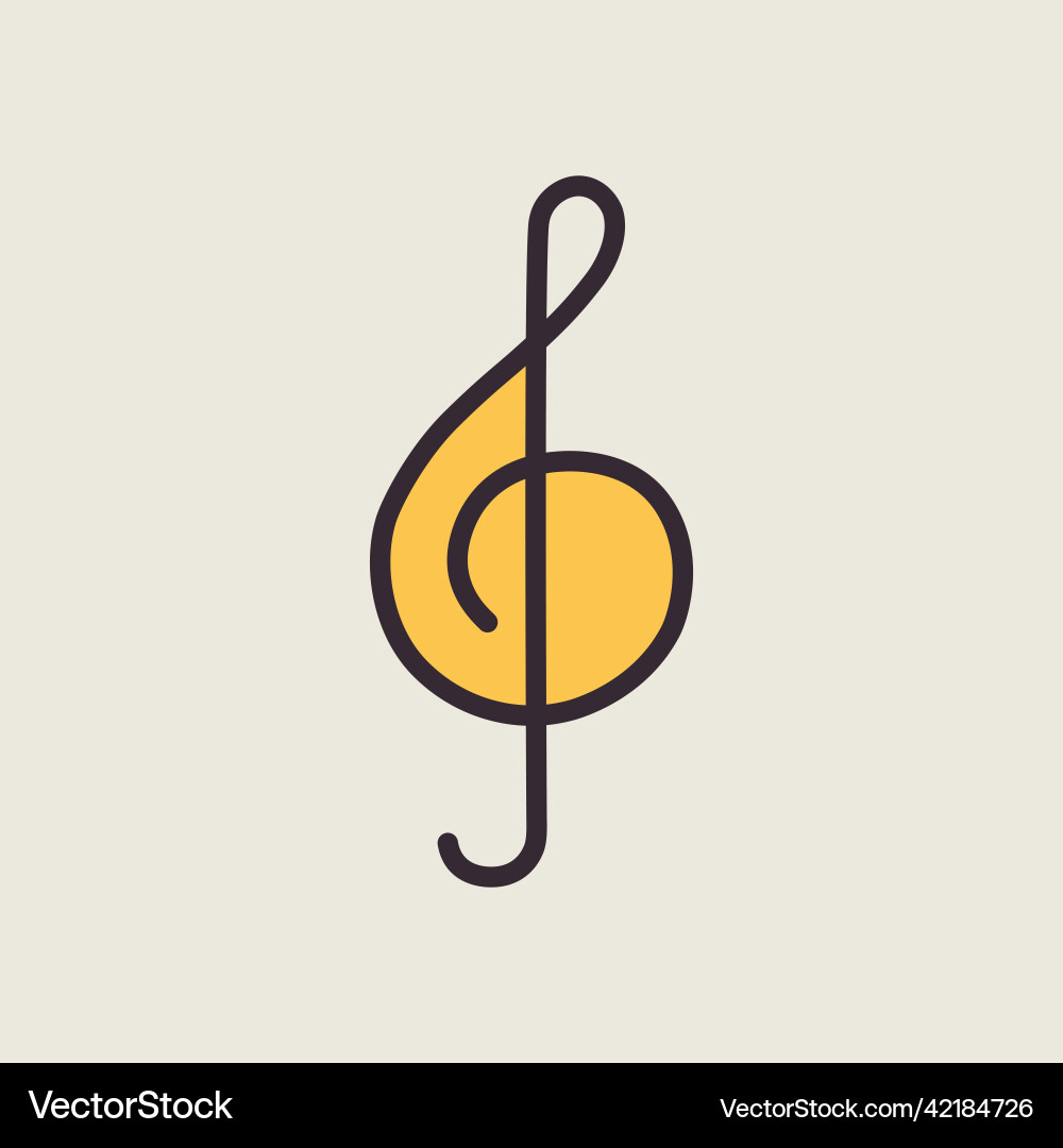 Treble clef icon music sign Royalty Free Vector Image
