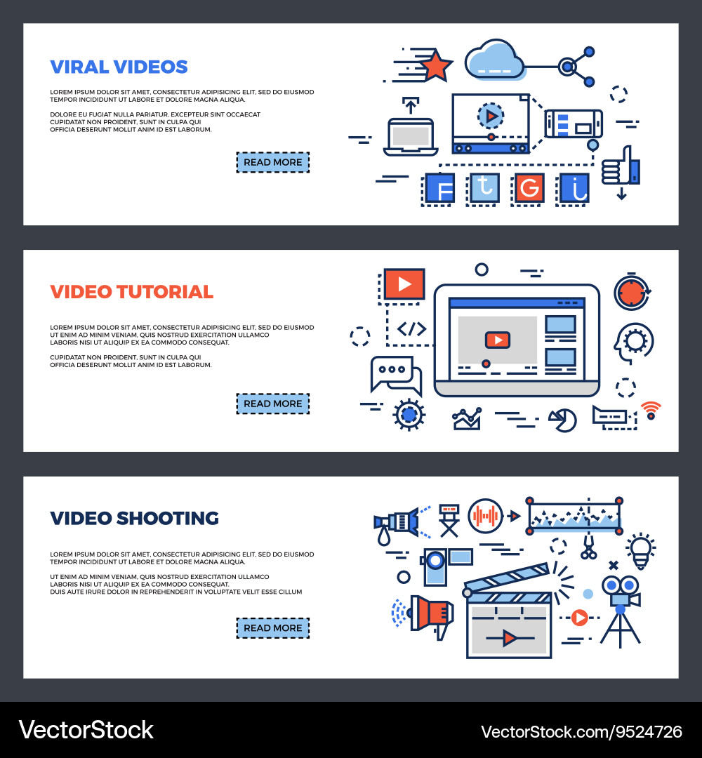 Video and digital marketing web banners set Vector Image