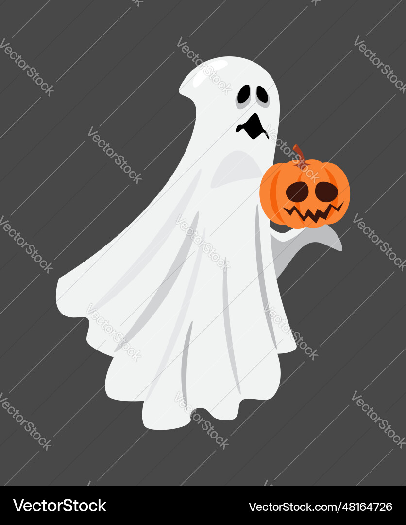 White cloth ghost halloween cartoon characters Vector Image