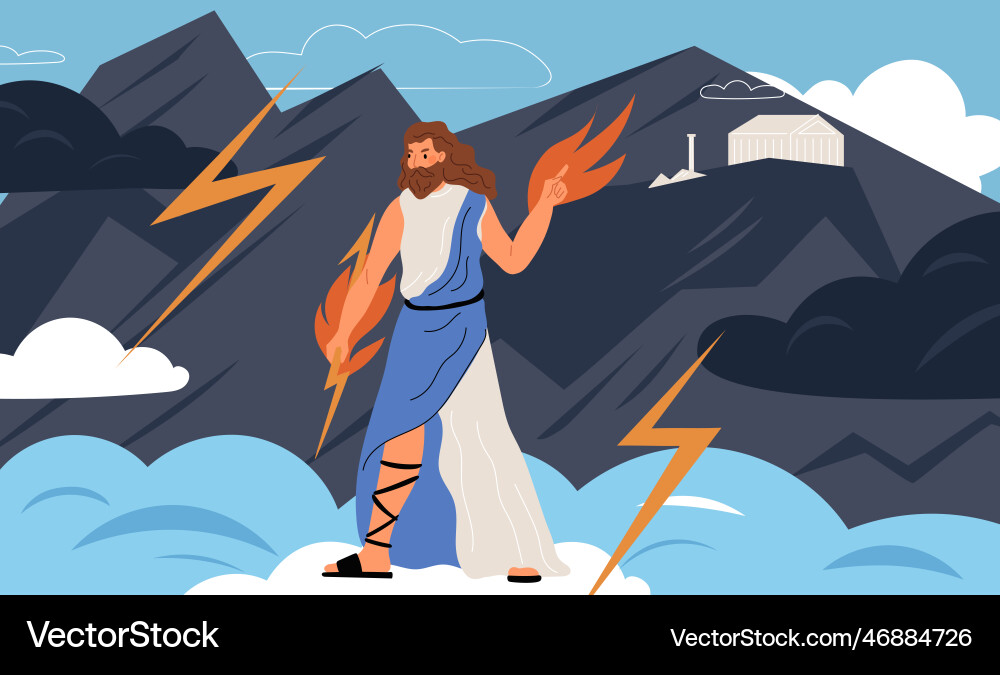 Zeus figure ancient greek god devine religious Vector Image