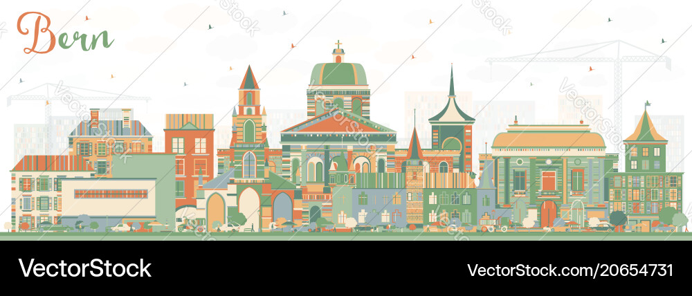 Bern skyline with color buildings Royalty Free Vector Image