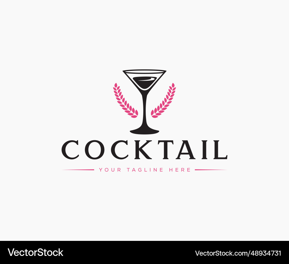 Cocktail bar logo or glass design Royalty Free Vector Image