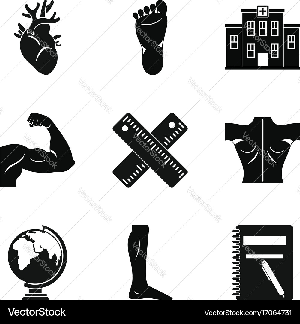 Graduate school icons set simple style Royalty Free Vector