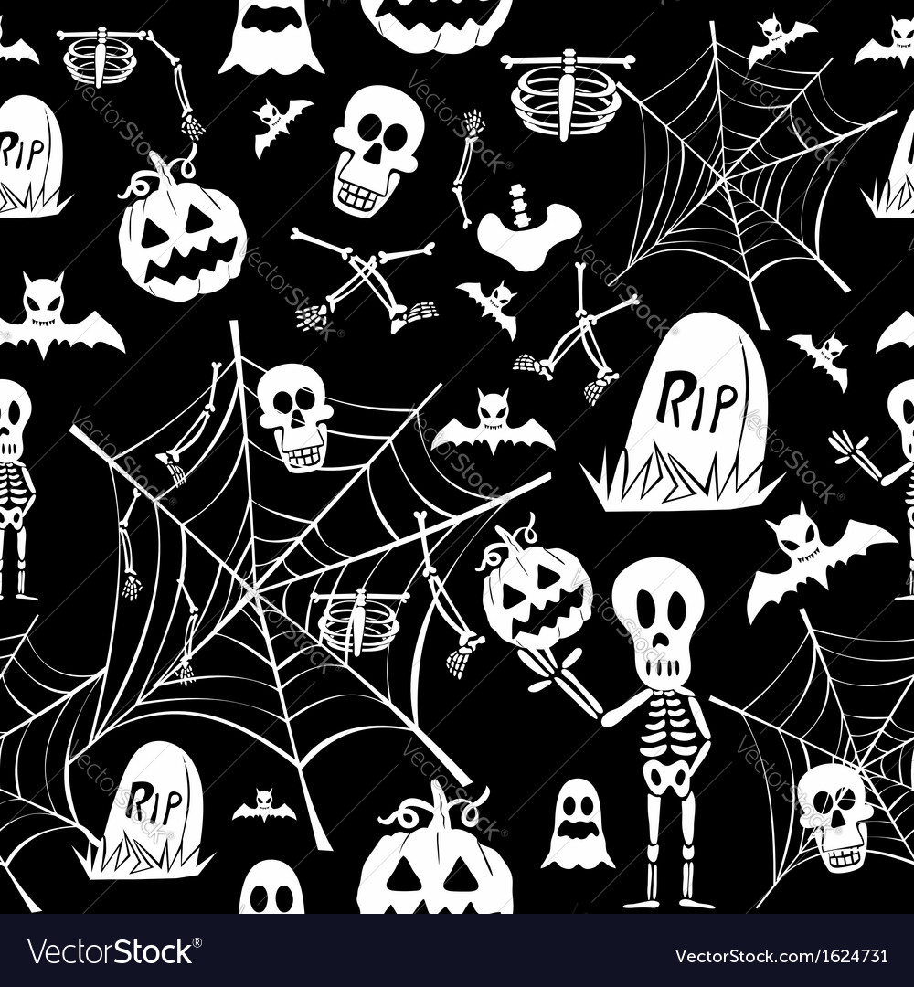 Happy halloween elements seamless pattern Vector Image