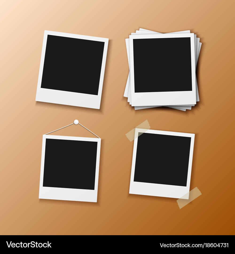 Instant photo frame realistic snapshot Royalty Free Vector