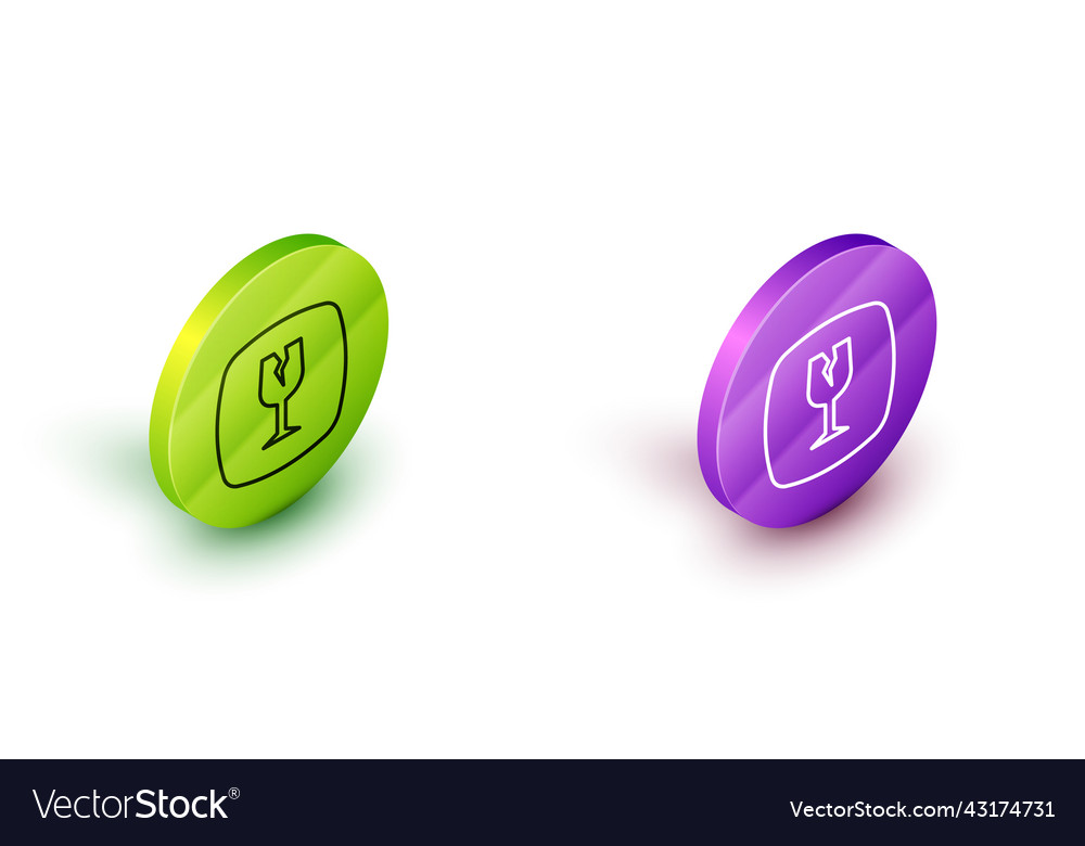Isometric line fragile broken glass symbol Vector Image