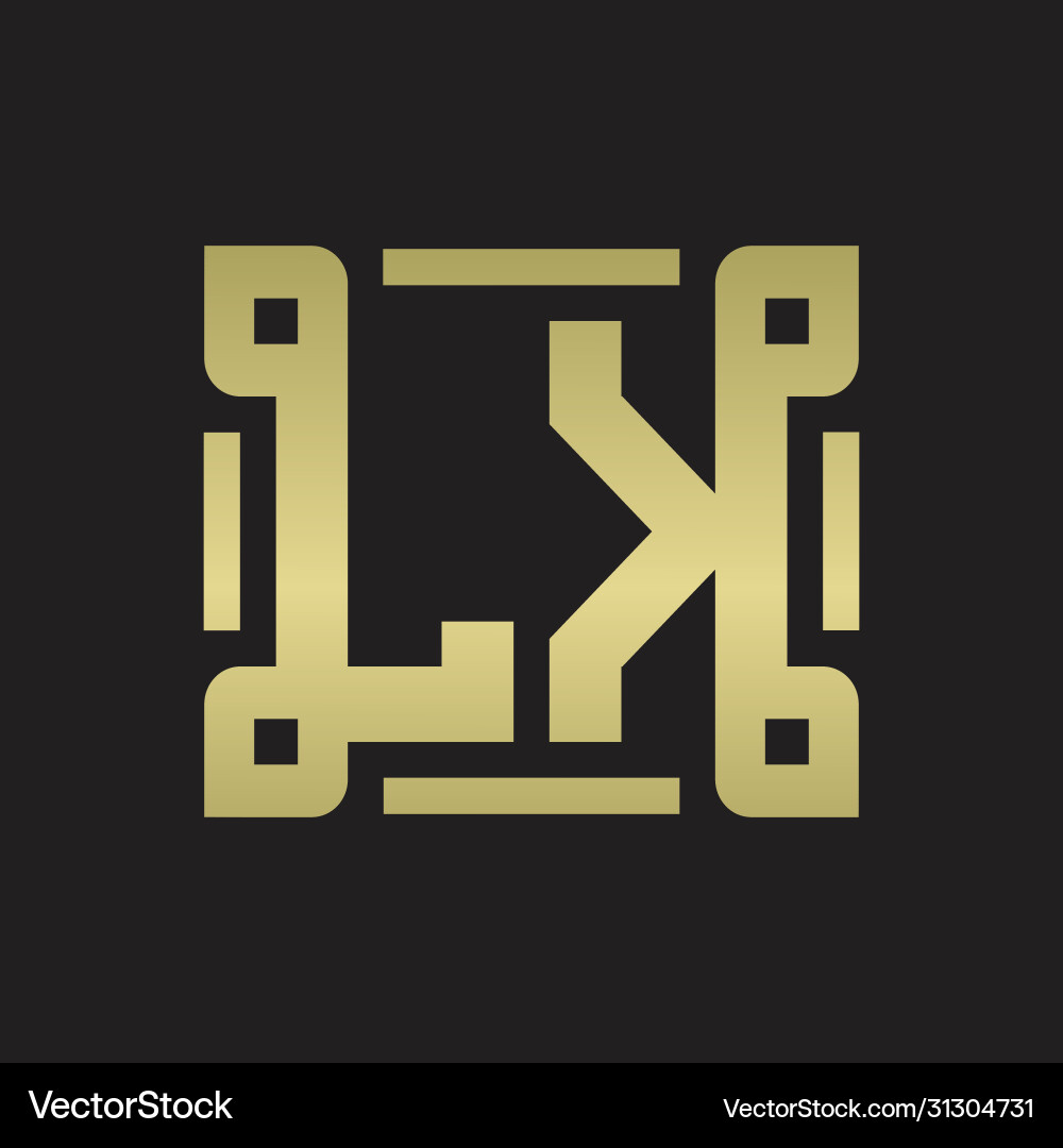 Lk logo monogram with piece line art design Vector Image