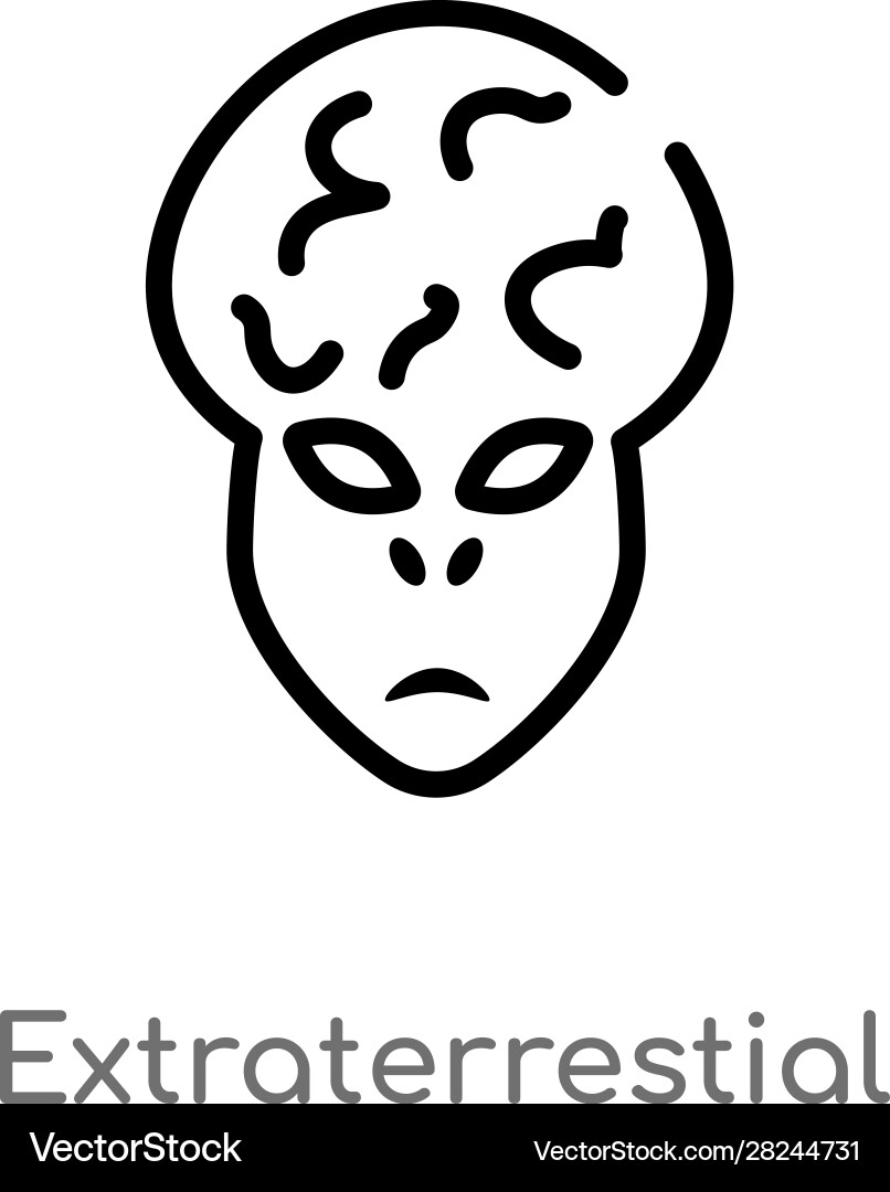 Outline extraterrestrial head icon isolated black Vector Image