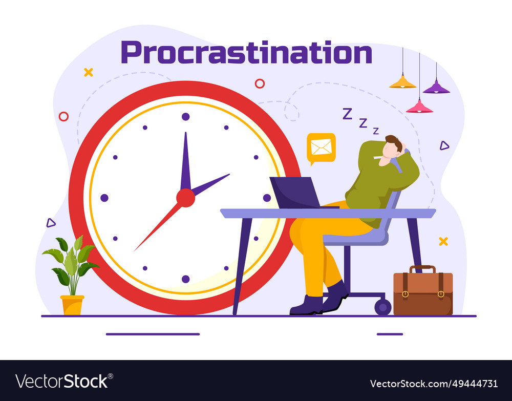 Procrastination with procrastinating lazy Vector Image